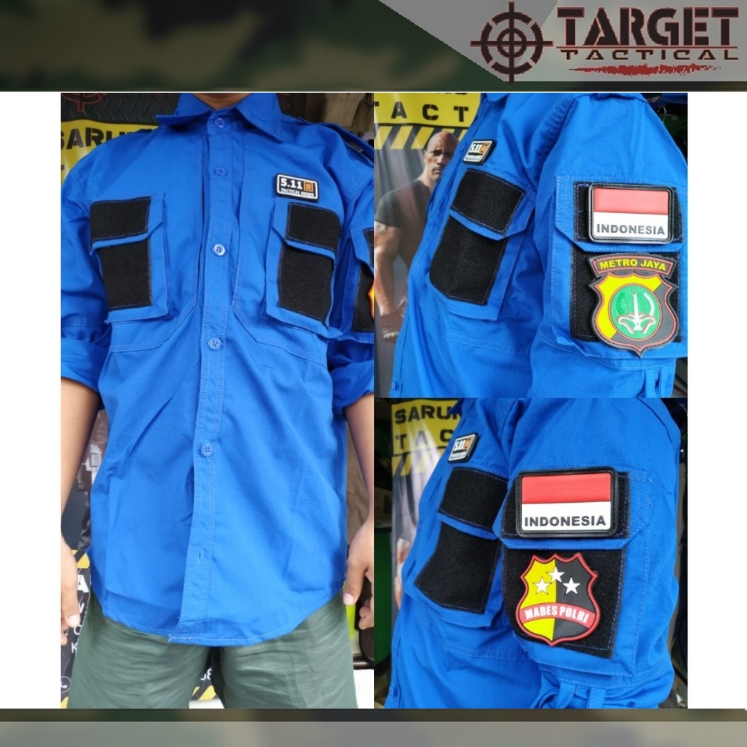 BIG Size Kemeja Tactical 5.11 Pendek – Biru Terang - Target Military ID ...